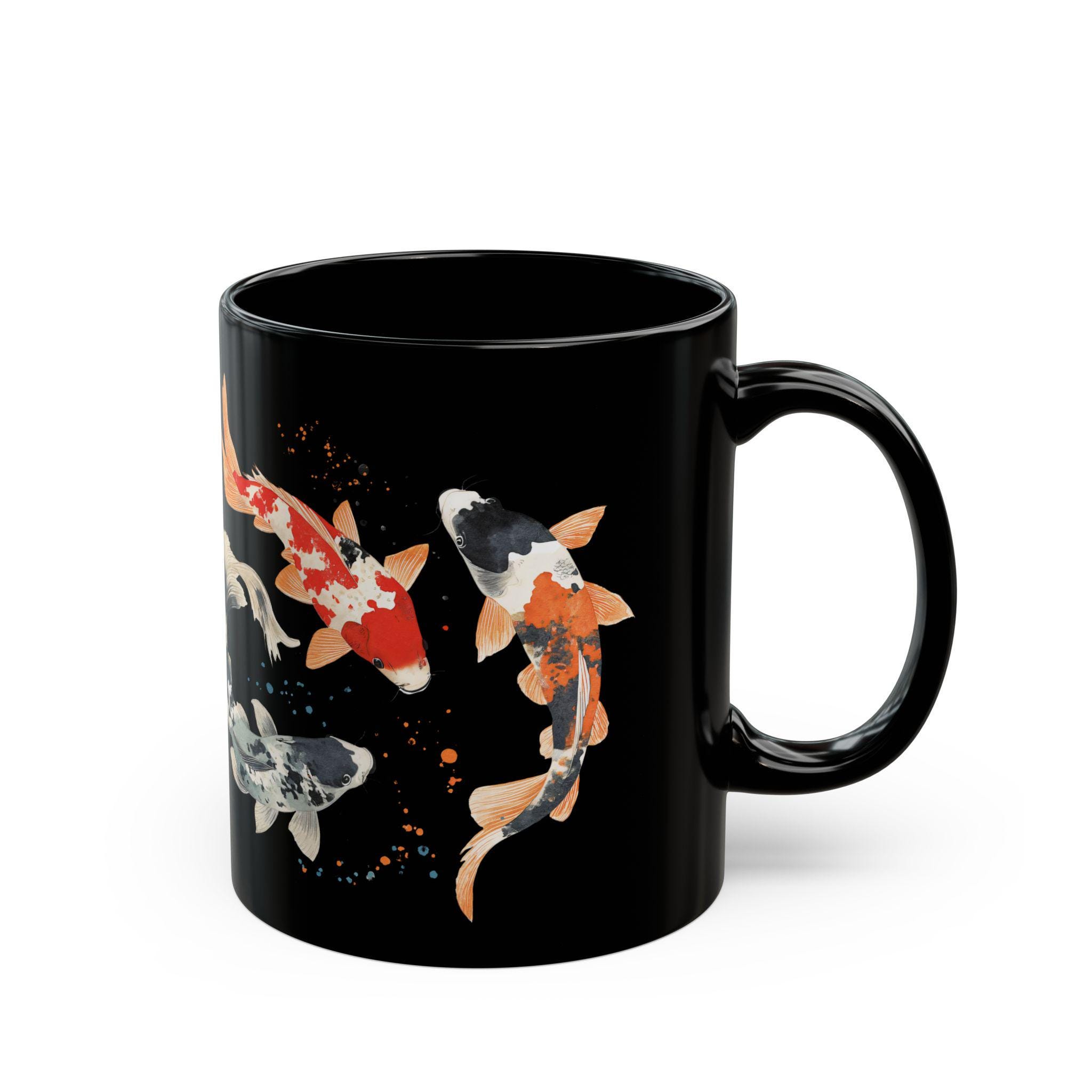 Ceramic Mug With Koi Fish Watercolor Design Black Mug (11oz, 15oz) - Etsy