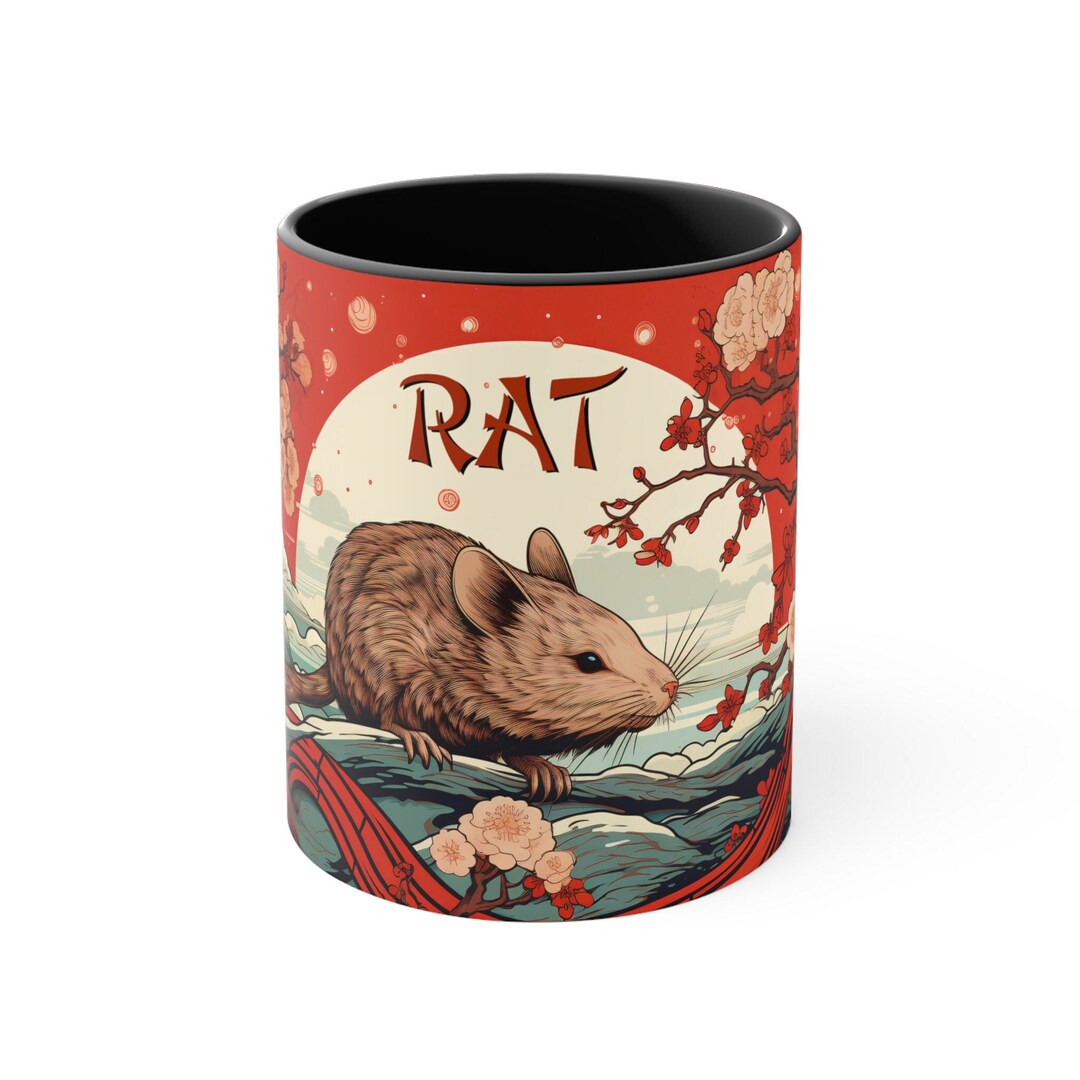 Chinese Zodiac Rat Mug: Handmade Ceramic Coffee Mug, 11 Oz - Etsy