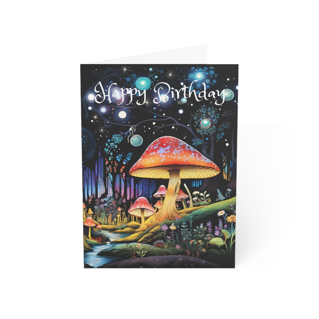 Magical Mushroom Forest Happy Birthday Greeting Card 1, 10 Pcs - Etsy