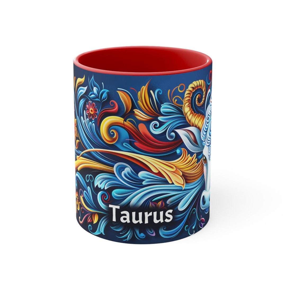 Taurus Zodiac Mug: Mexican Talavera Style, Hand-painted Design - Etsy