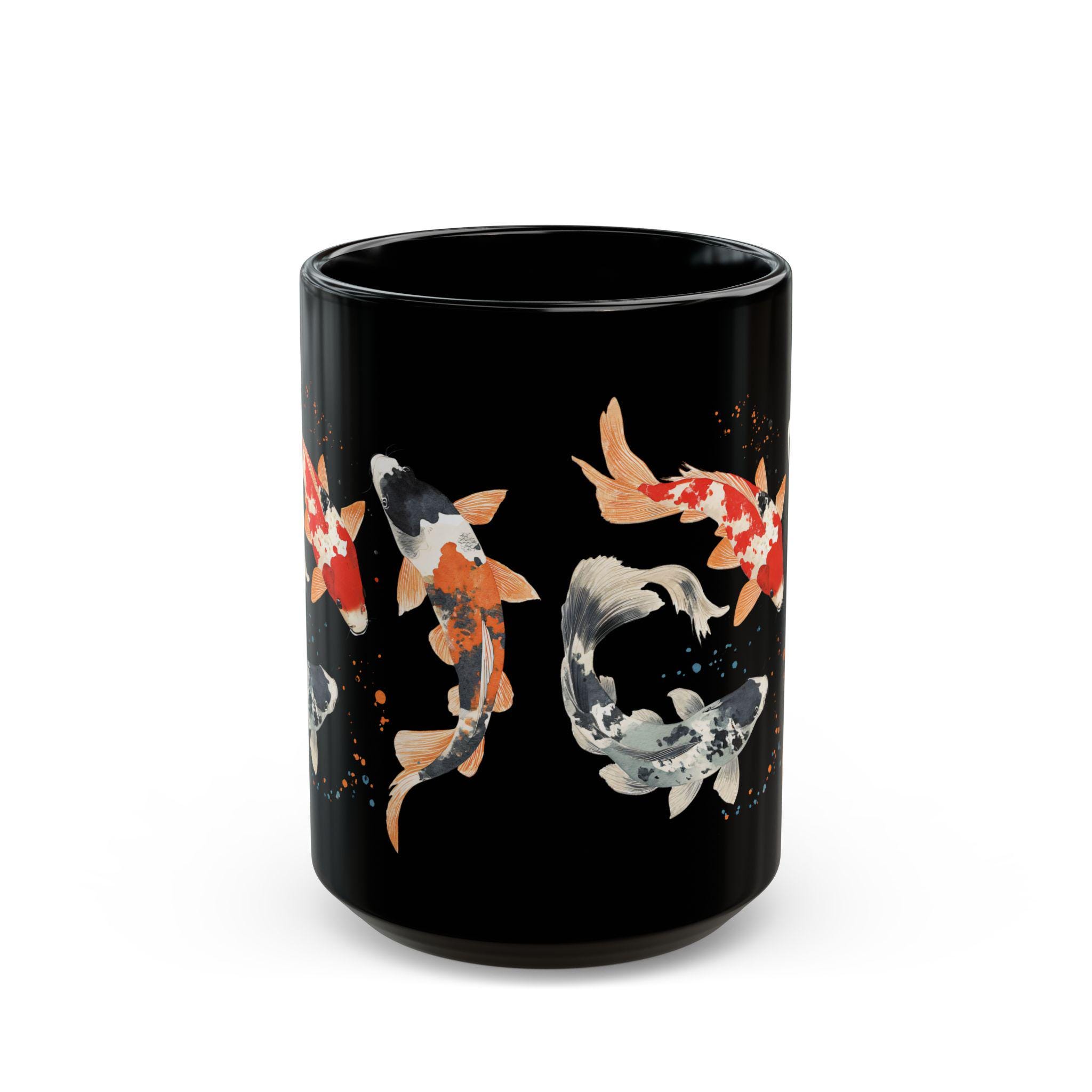 Ceramic Mug With Koi Fish Watercolor Design Black Mug (11oz, 15oz) - Etsy
