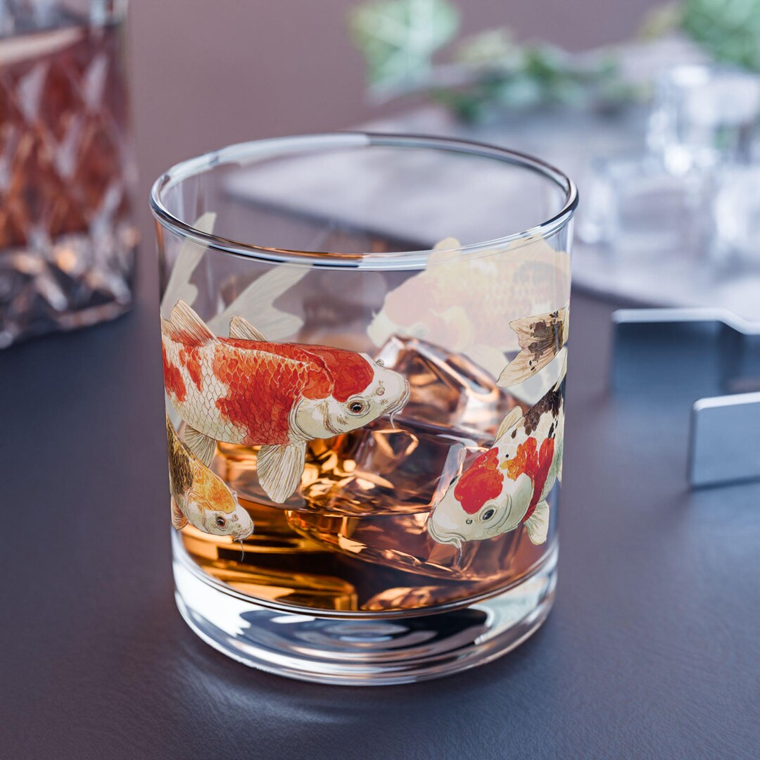 Japanese Koi Fish Whiskey Glass: Asian Art 10oz Tumbler - Etsy