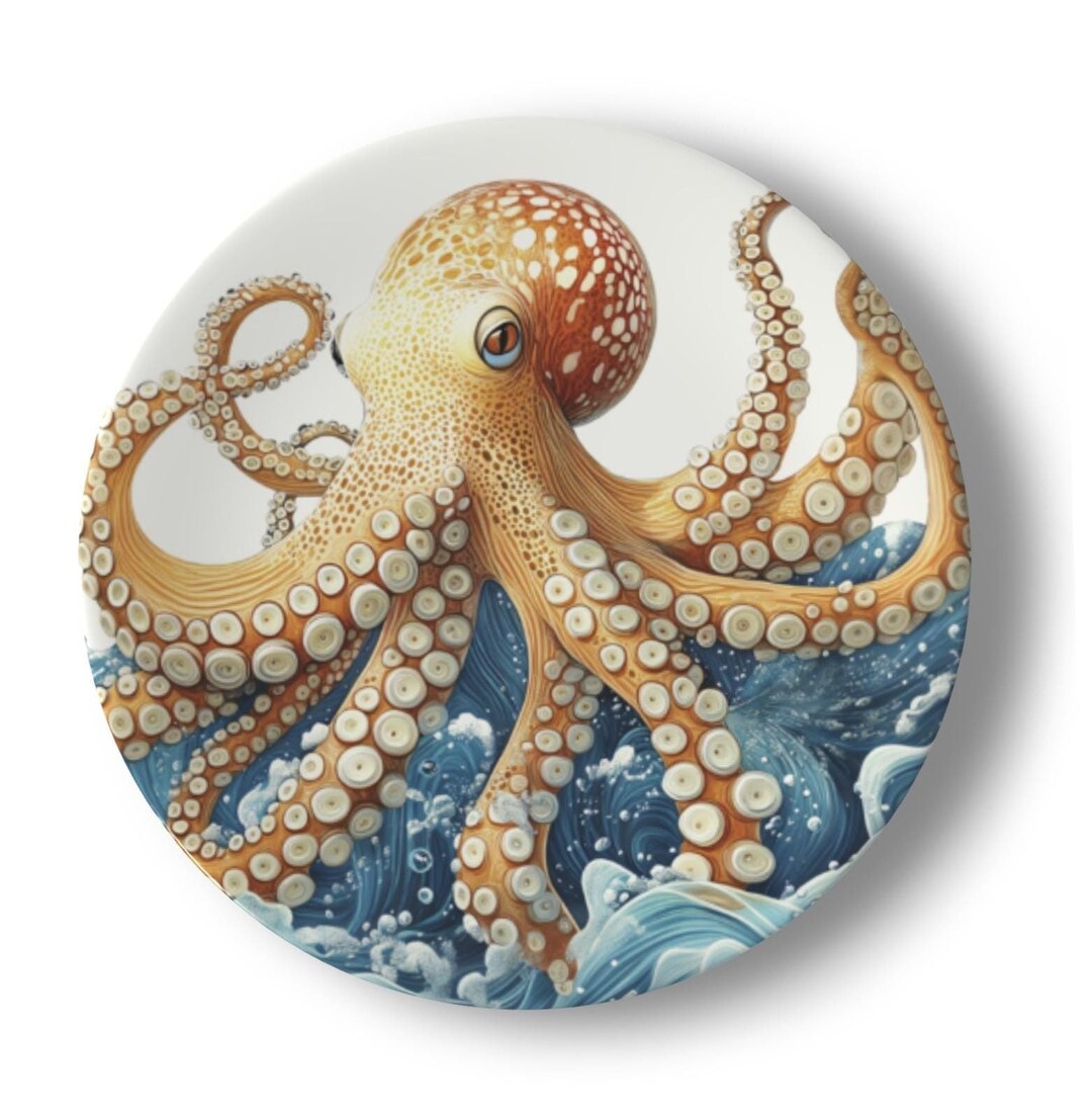 Ocean Octopus Decorative Bone China Salad Plate Nautical Art Plate With ...