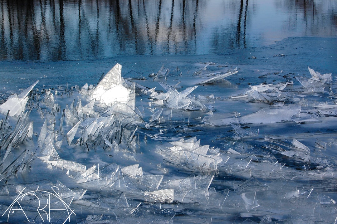 Seasonal Winter Lake Ice Shear Blue Photograph Limited Edition Nature ...
