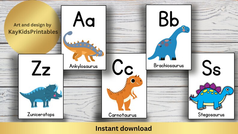 Dinosaur Alphabets | 52 Flash Cards | Montessori, 2-in-1 Cards ...