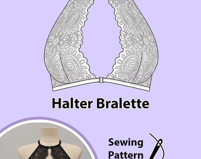 Amber Halter Bra Sewing Pattern With Wrap Strap Detailing PDF Instant ...