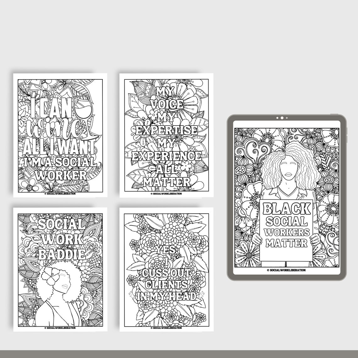 Printable Black Social Worker Coloring Book Self-care for - Etsy