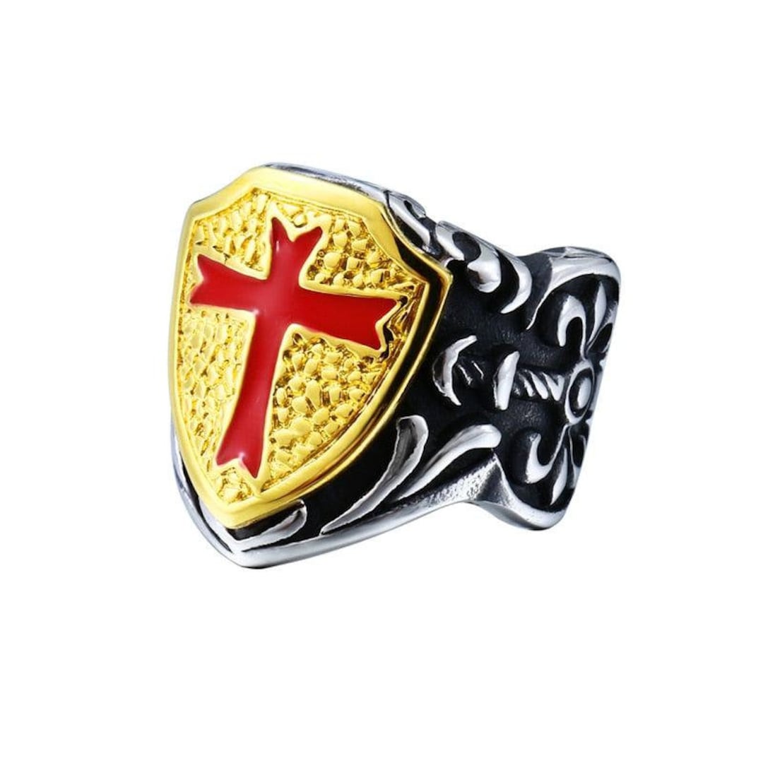 Knight Templar Gold Red Cross Masonic Ring Stainless Steel - Etsy