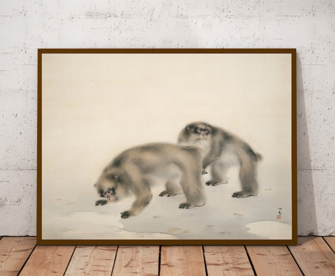 Τwo Monkeys, Vintage Japanese Art, Kansetsu, Vintage Illustration ...
