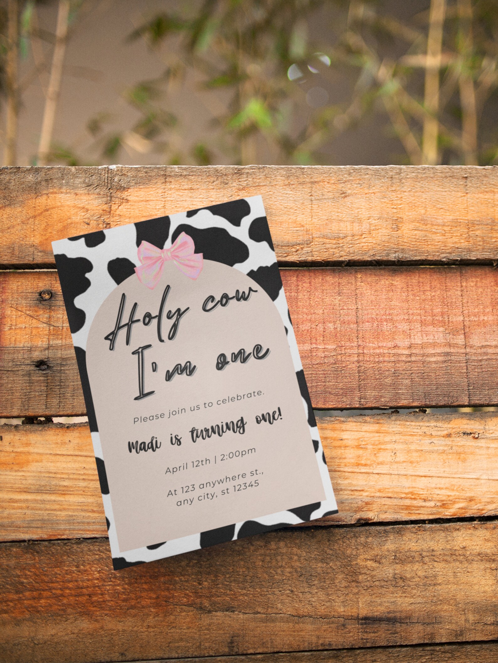 Holy Cow, I’m One Invitation | First Birthday Party Invite ...