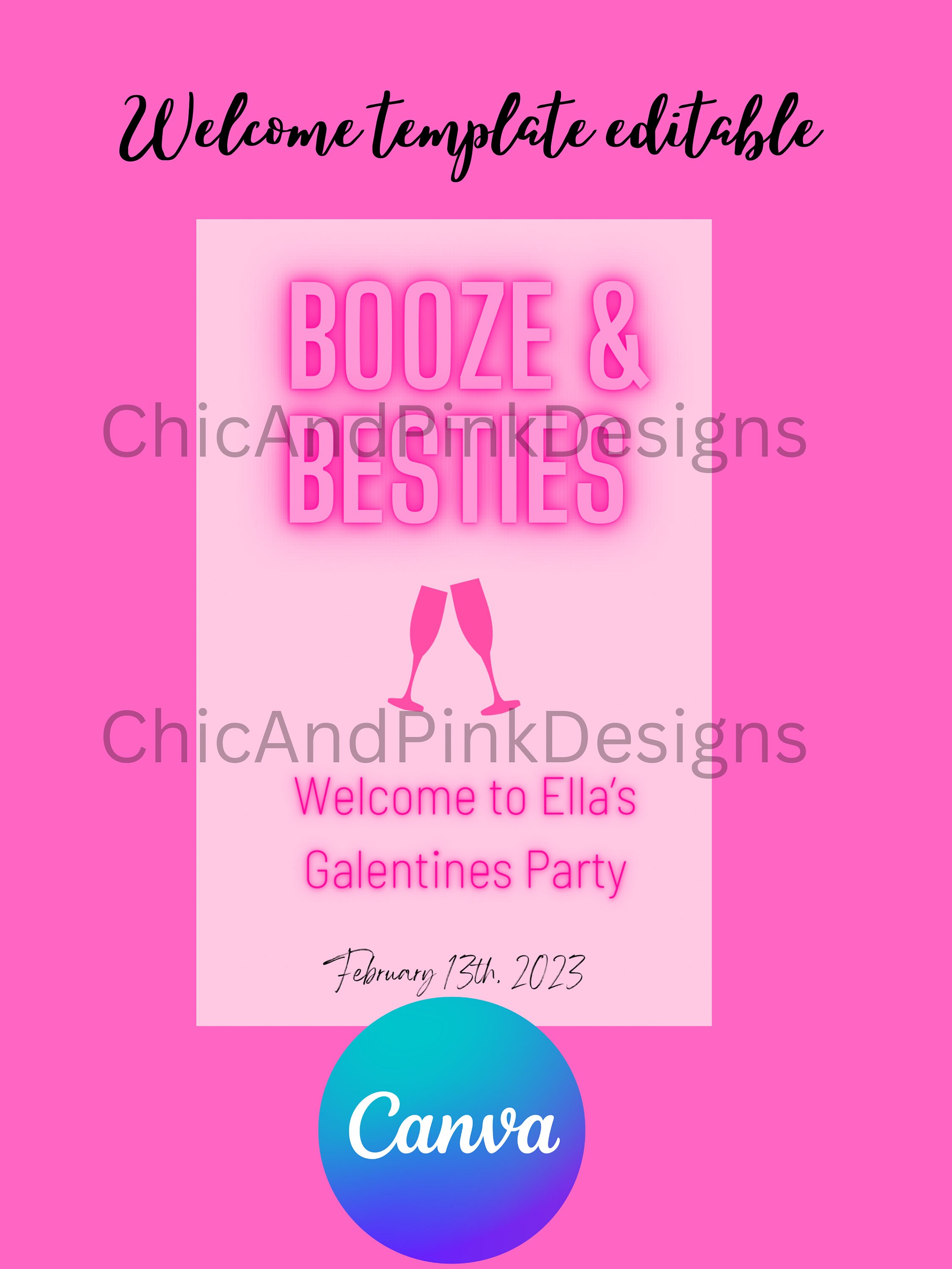 Galentines Day Party Welcome Sign | Valentines Party | Booze and ...