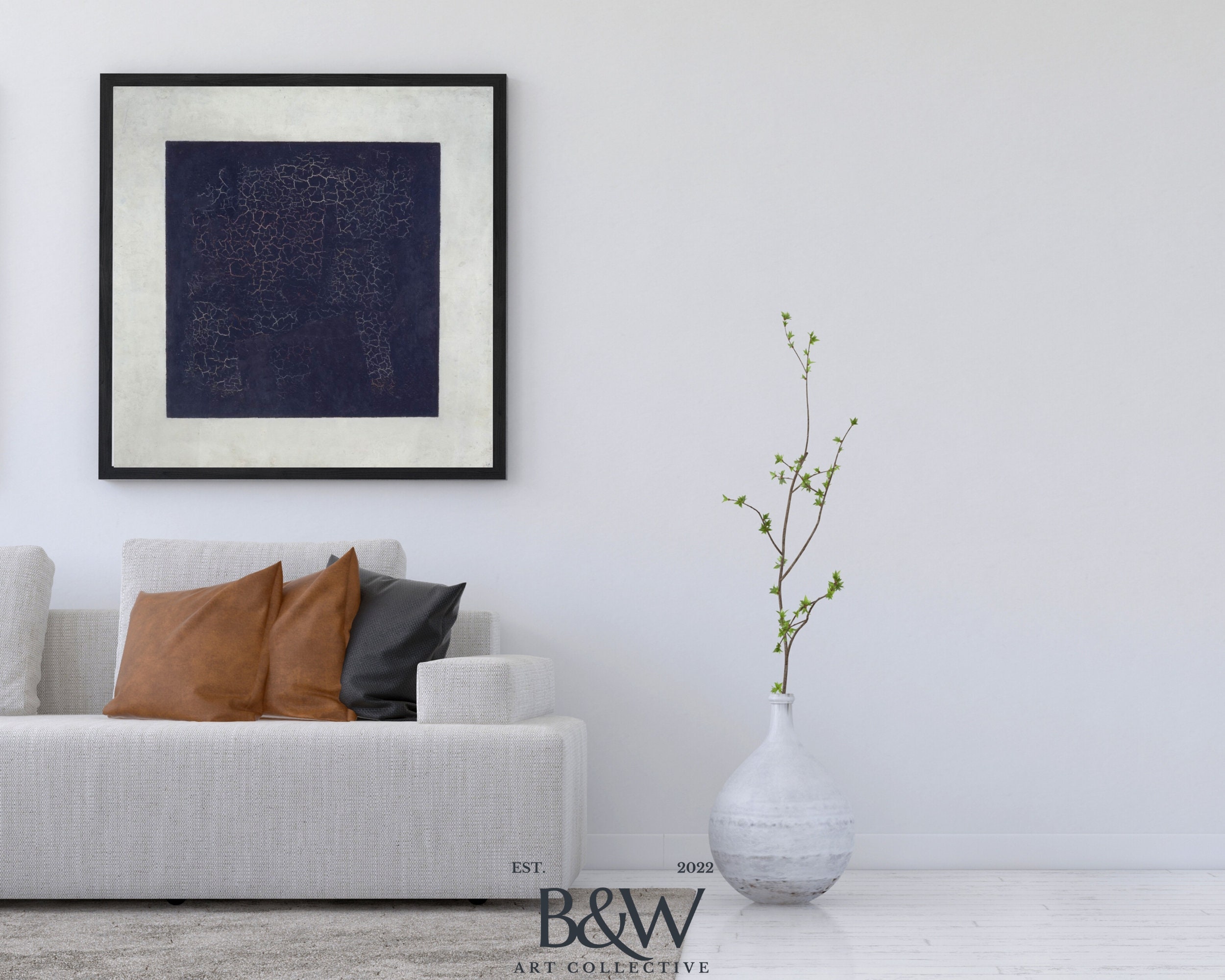 Vintage Blue Minimalist Painting Square Abstract Art - Etsy
