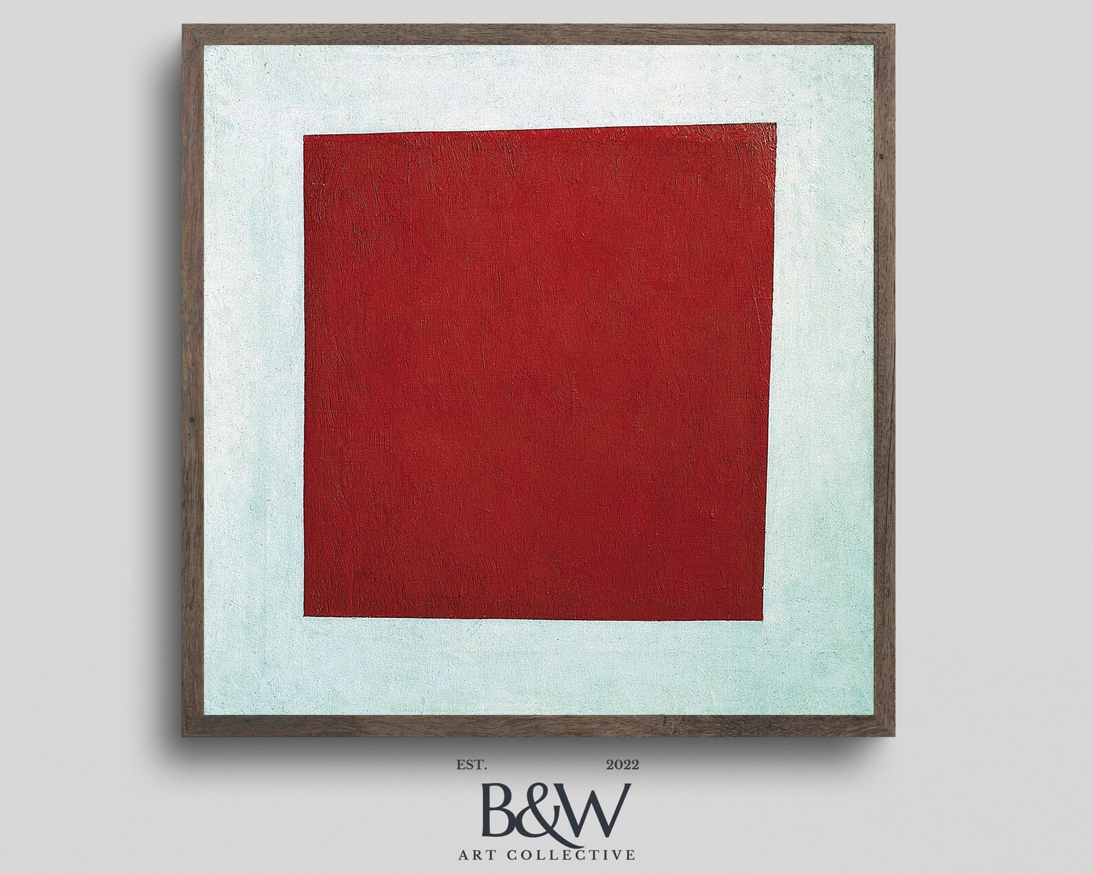 Vintage Red Minimalist Painting | Square Abstract Art | Texture Beige ...