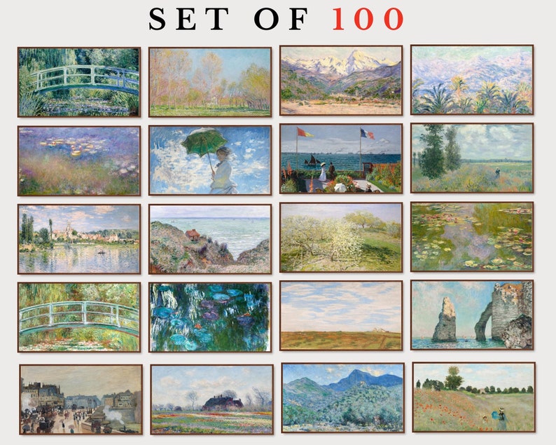 Samsung Frame TV Art Set of 100 | Monet Artworks and Painting ...