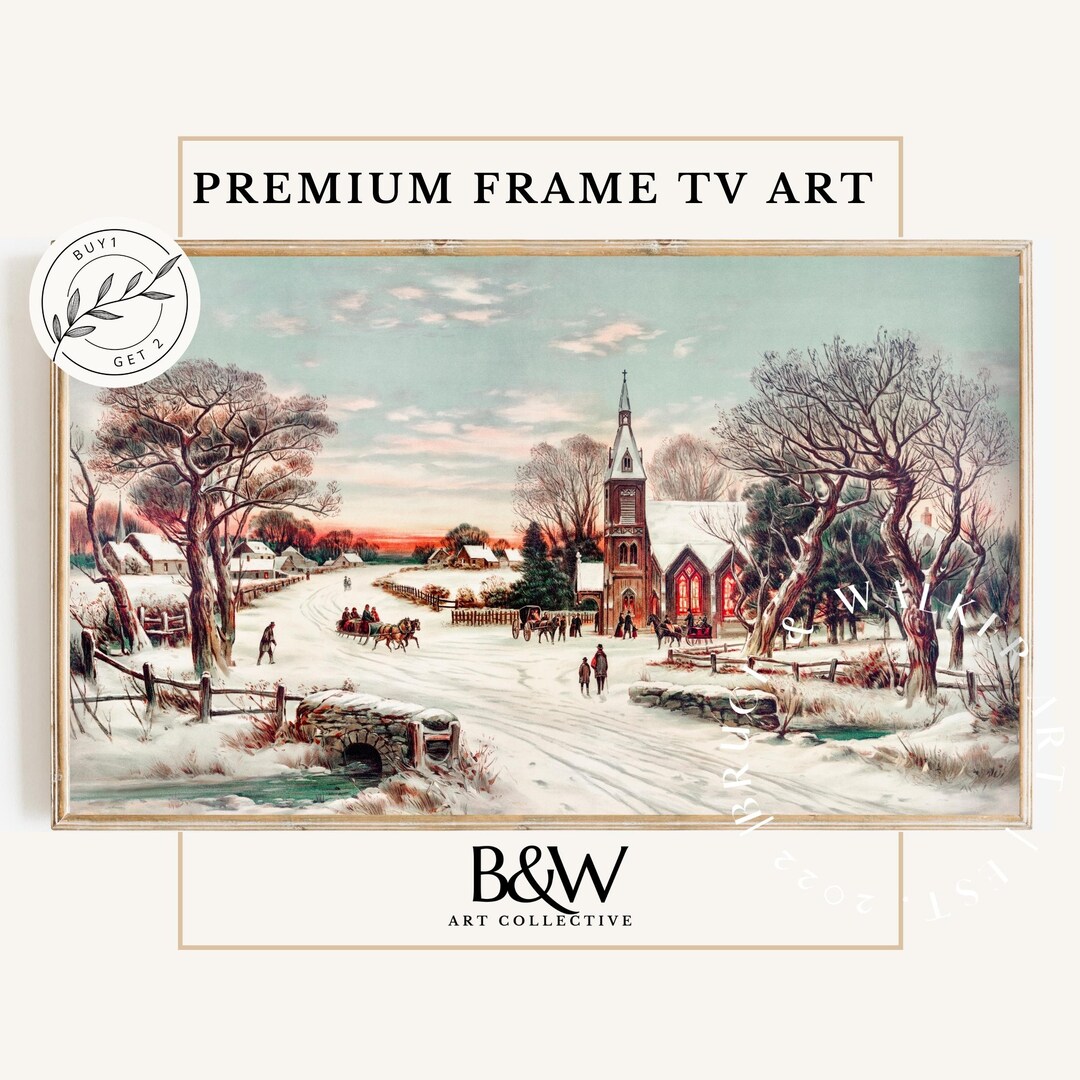 Frame TV Christmas Art | Winter Town Samsung Frame TV Art | Farmhouse ...