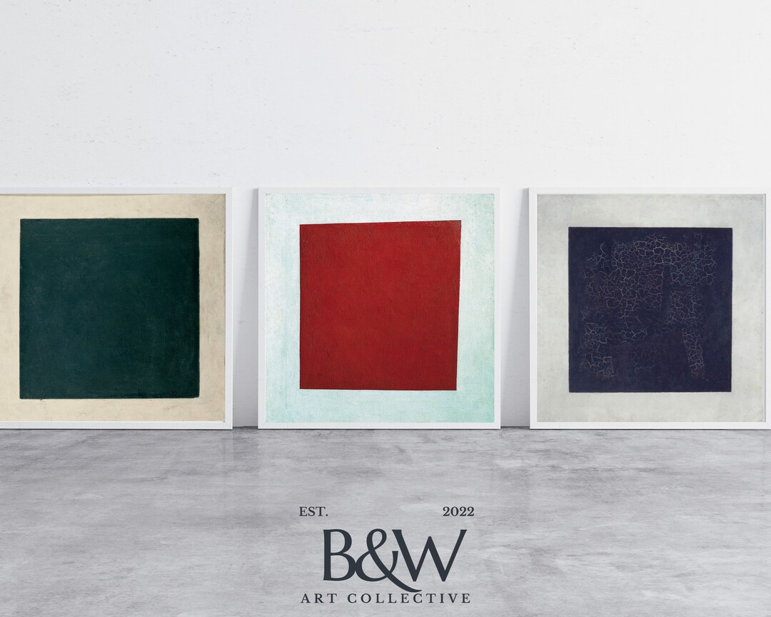 Vintage Abstract Minimalist Painting | Set of 3 Square Art | Texture ...