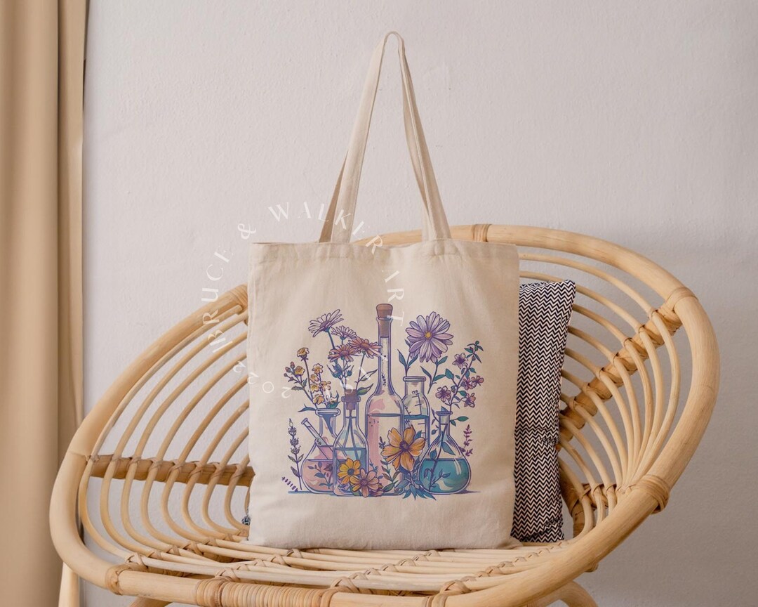Chemistry Tote Bag, Chemistry Gift, Floral Beakers Tote Bag, Scientist ...