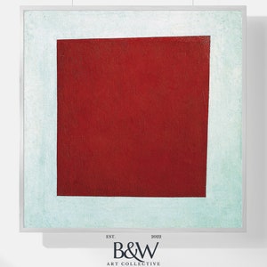Vintage Red Minimalist Painting | Square Abstract Art | Texture Beige ...
