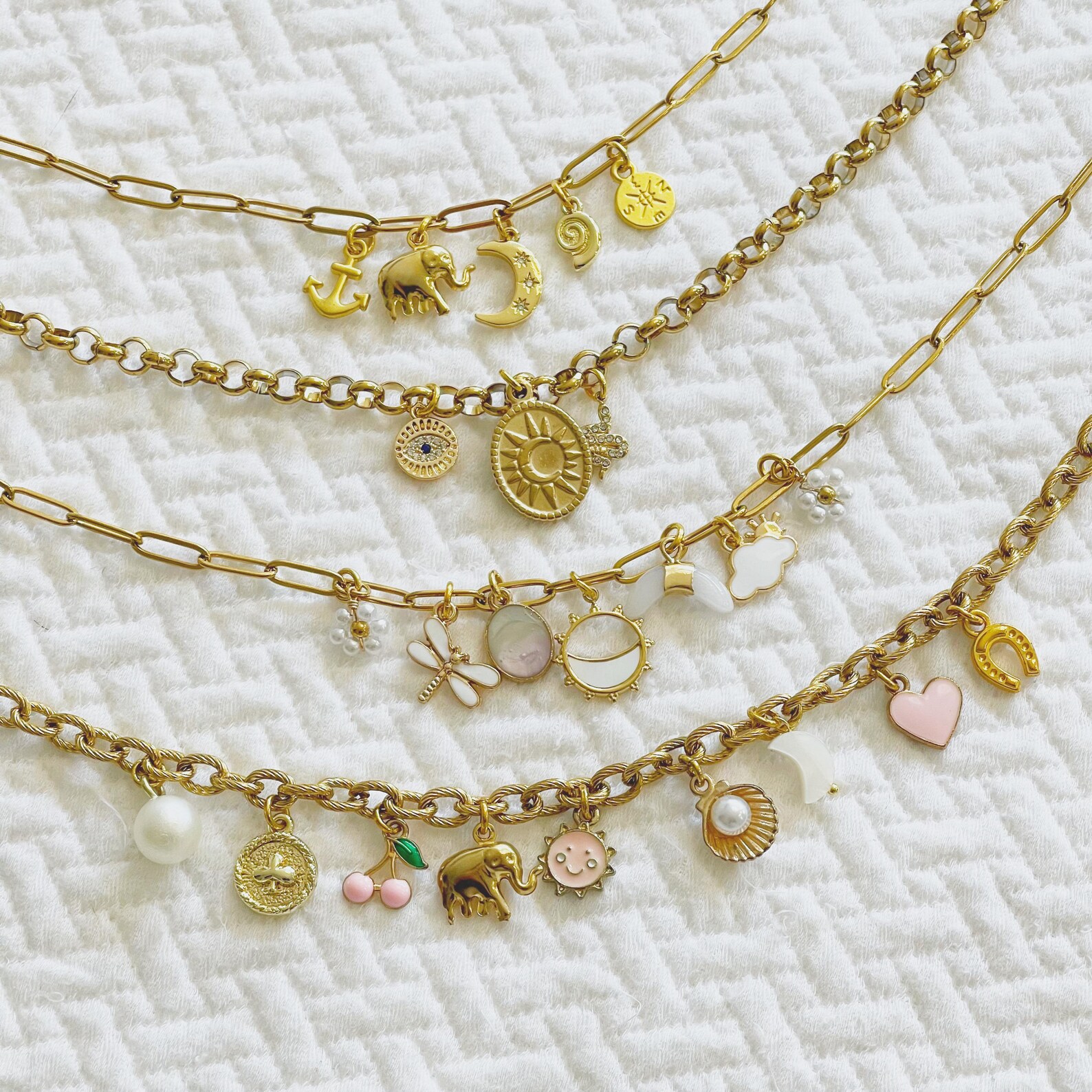 Build Your Own Custom Charm Necklace, Gold Charm Necklace, Customizable ...