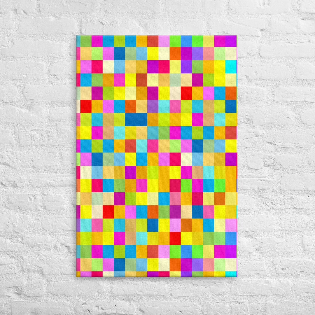 Rainbow Checkers -thin Canvas - Etsy