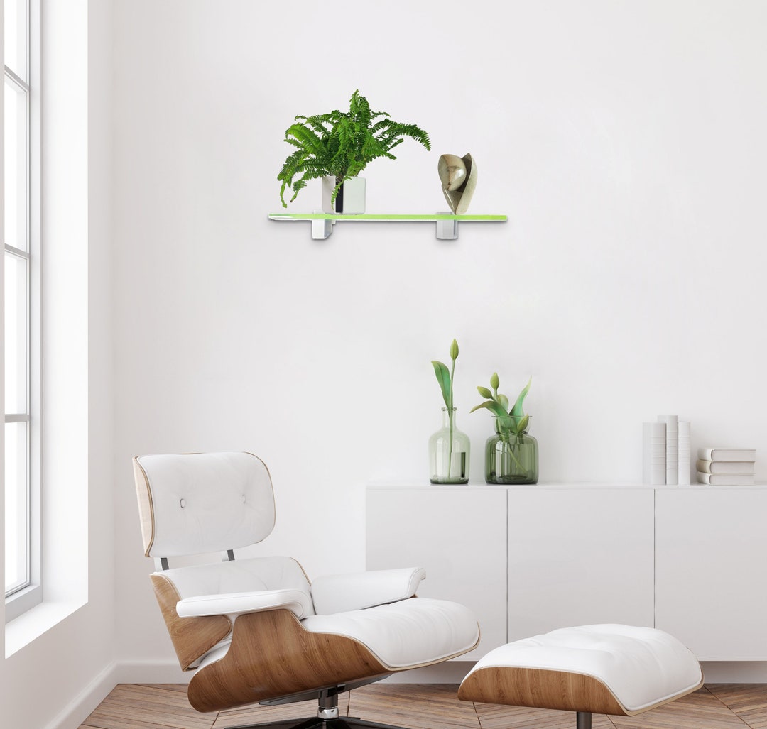 Clear Floating Wall Shelf With Transparent Lime Trim - Etsy