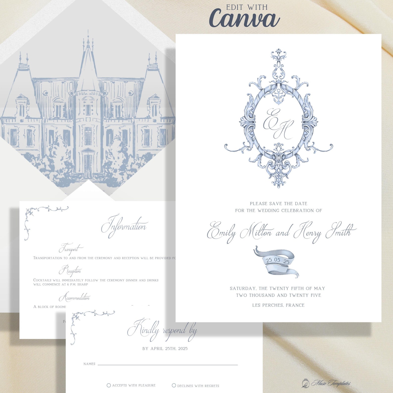 Vintage Renaissance Invitation Template, Wedding Baroque Crest ...