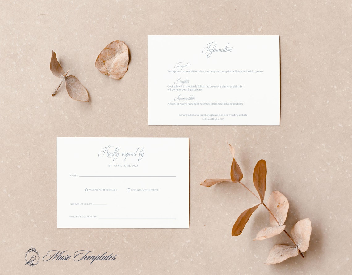 Baroque Invitation Template, Dust Blue Frame Wedding Invitation ...