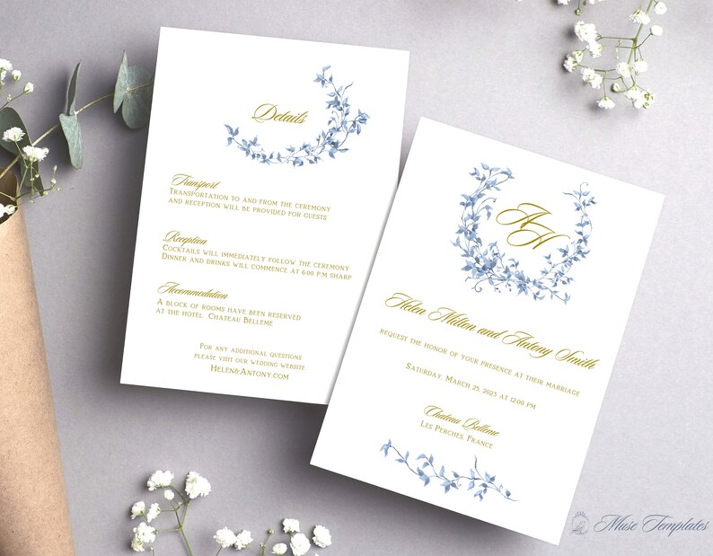 Plantilla de invitación de boda, Invitación de boda con elegante corona ...