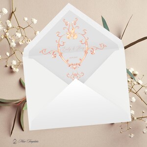 Baroque Wedding Invitation Suite Template, Golden Vintage Frame ...