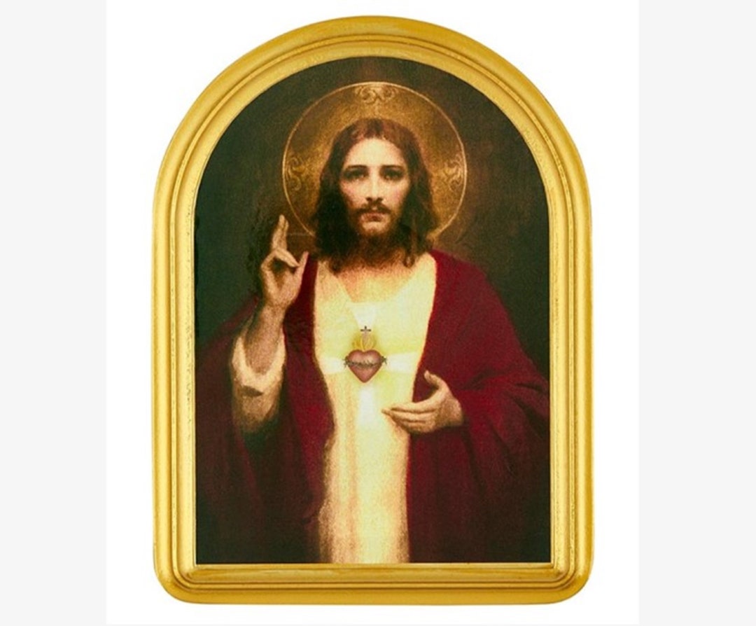 Chambers Sacred Heart of Jesus Icon Wood Wall Plaque Catholic Faith ...