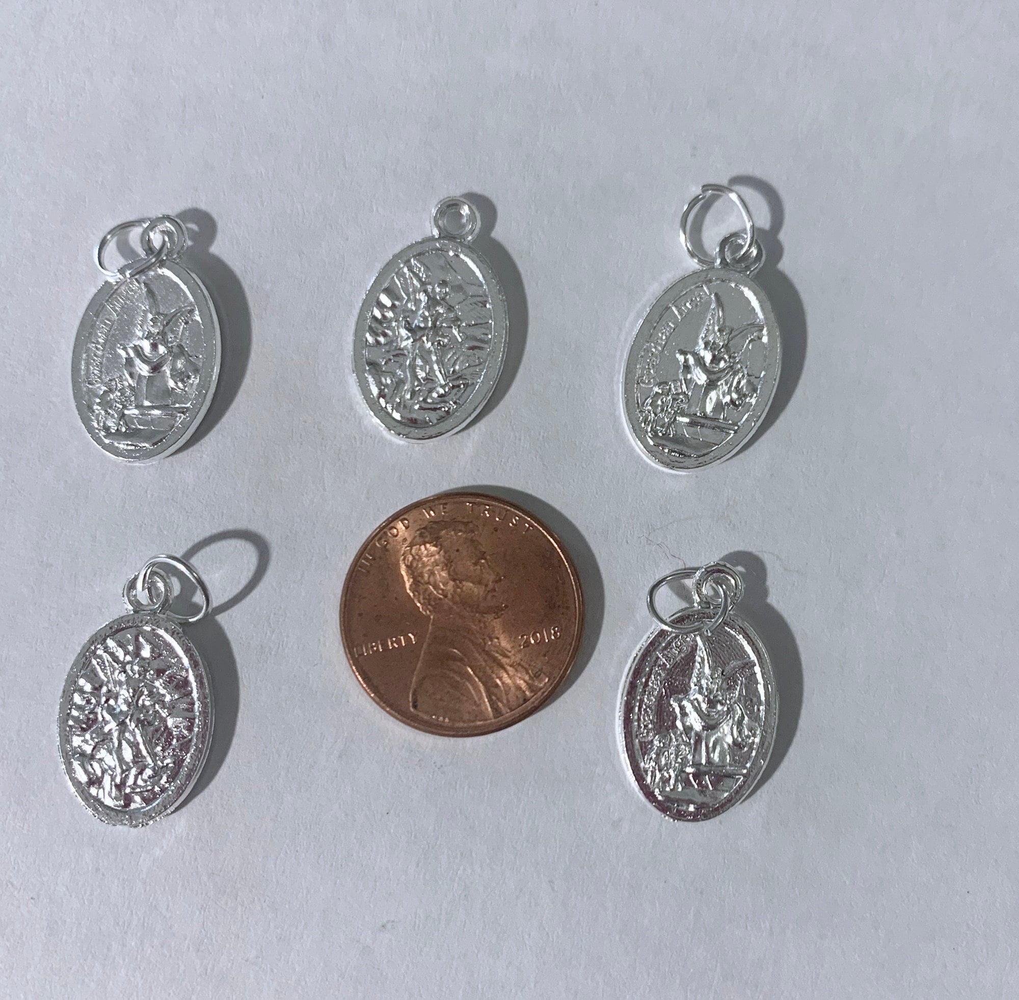 5 Small Tiny St Saint Michael Guardian Angel Double Sided Mini Charms ...