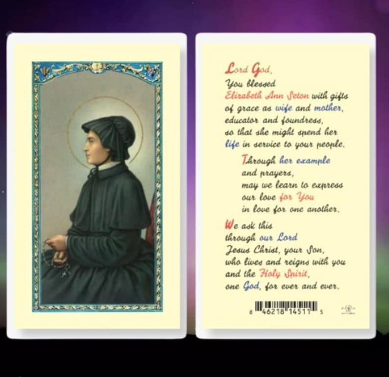 St Elizabeth Ann Seton Prayer Card Laminated Catholic Faith - Etsy