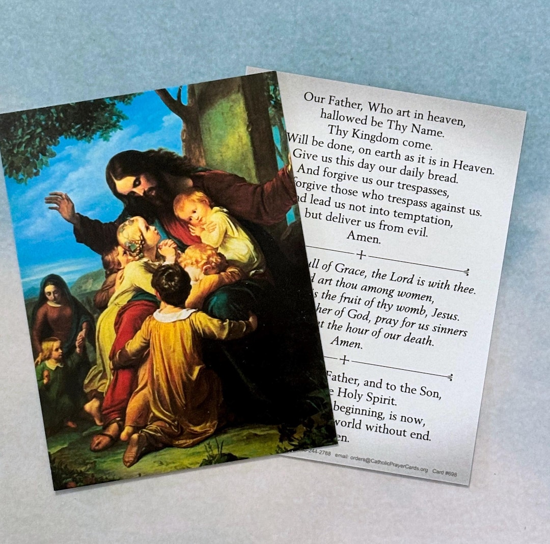 Catholic Prayers Glory Be - Our Father - Hail Mary Prayer Card W Jesus ...
