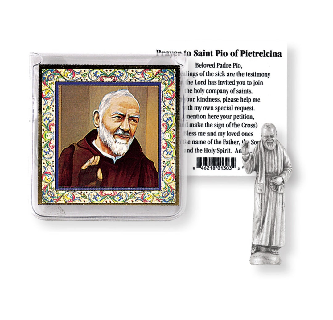 Saint Pio of Pietrelcina Mini Pocket Statue W/ Prayer Card Padre Pio ...