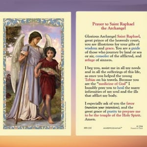 St Raphael Holy Card Laminated Catholic Prayer Card Patron of Travelers ...