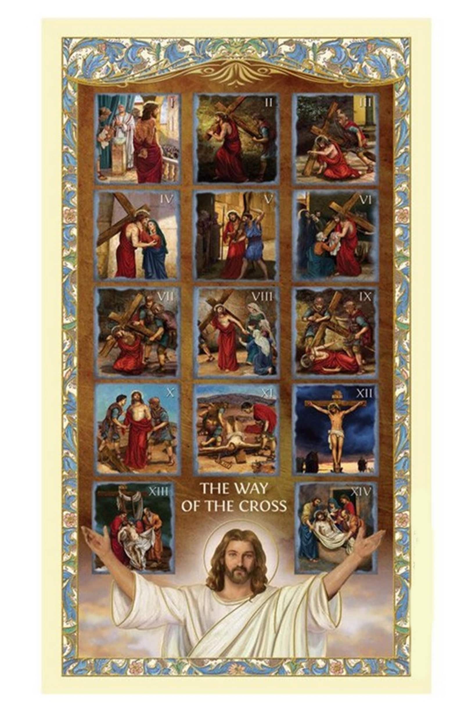 Stations of the Cross Prayer Card Laminated Christian Catholic Holy ...