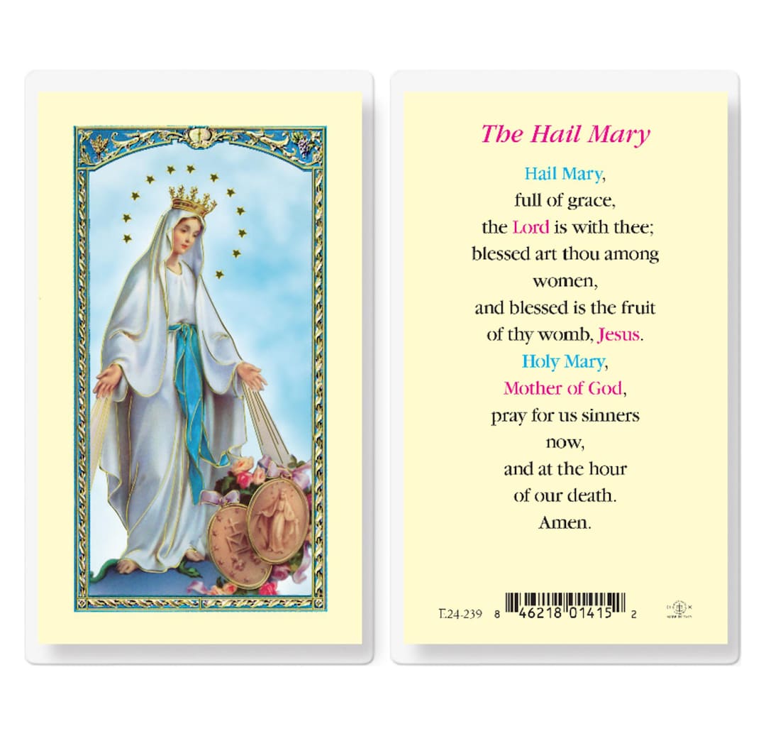 Hail Mary Prayer Our Lady of Grace Holy Card Laminated Fratelli-bonella ...
