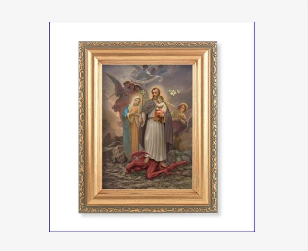 St Joseph Terror of Demons Italian Print Gold-leaf Antique Framed ...