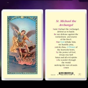 St Michael the Archangel Prayer Card Laminated Catholic Protector ...