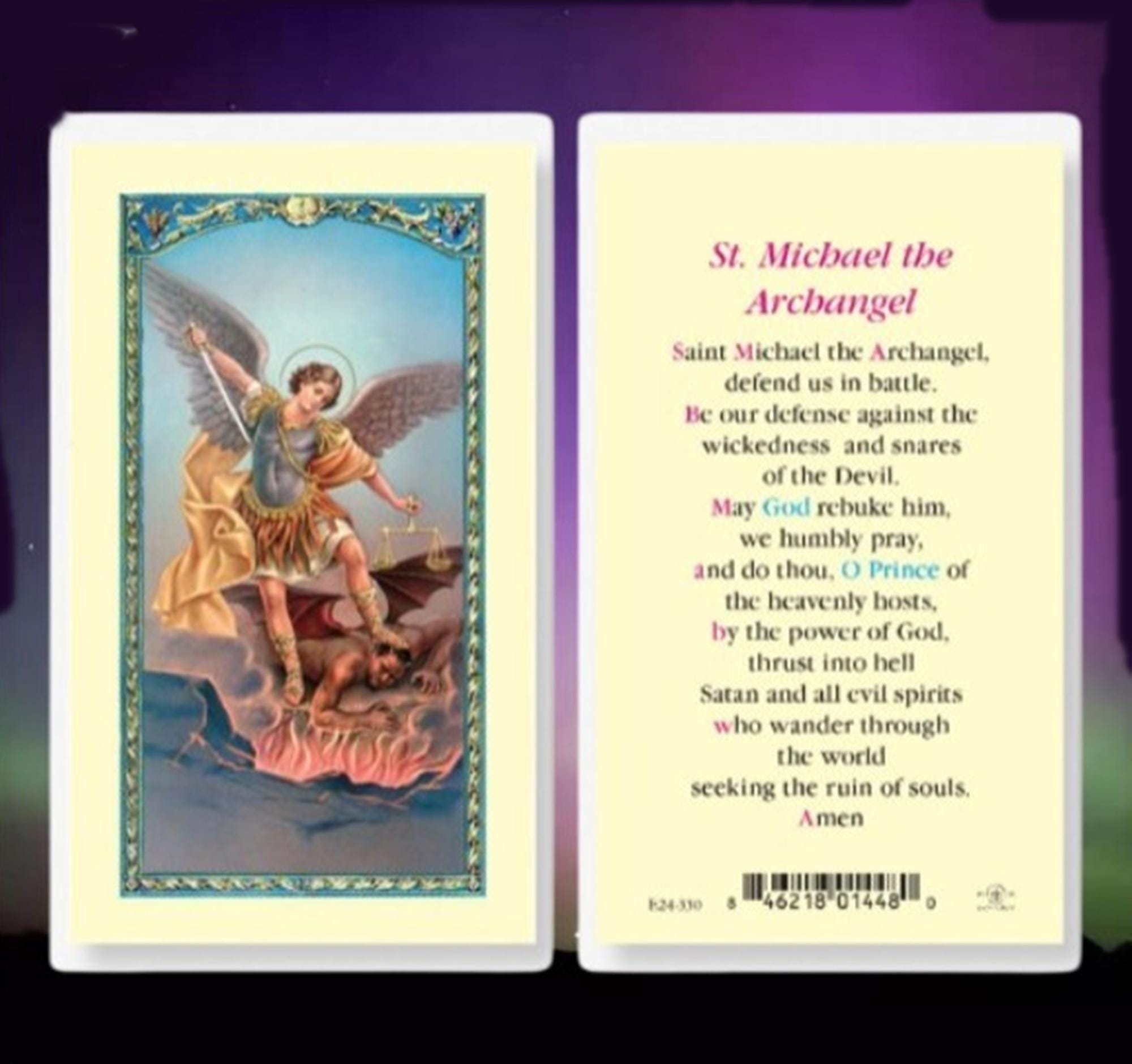 St Michael the Archangel Prayer Card Laminated Catholic Protector ...