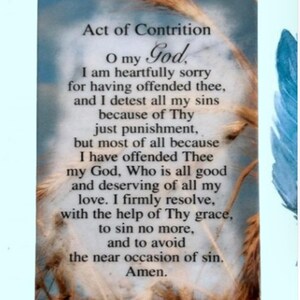Act of Contrition Catholic Penance Mercy Laminated Plastic Prayer Card ...