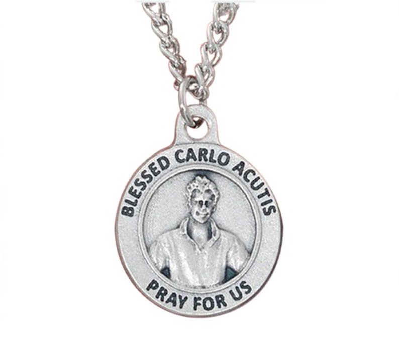 Blessed Carlo Acutis Pray for Us Medal on 24 Chain W Laminated Prayer ...