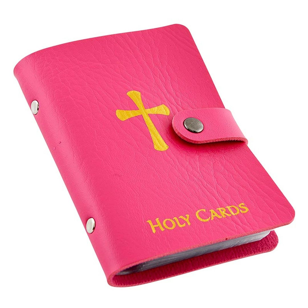Pink Leatherette Prayer Card Holder 
