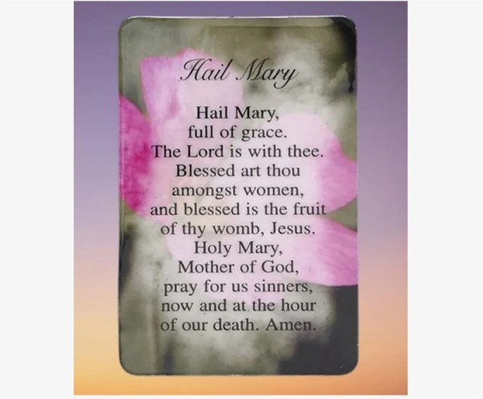 Hail Mary Prayer Laminated Plastic Prayer Card Wallet Sized - Etsy