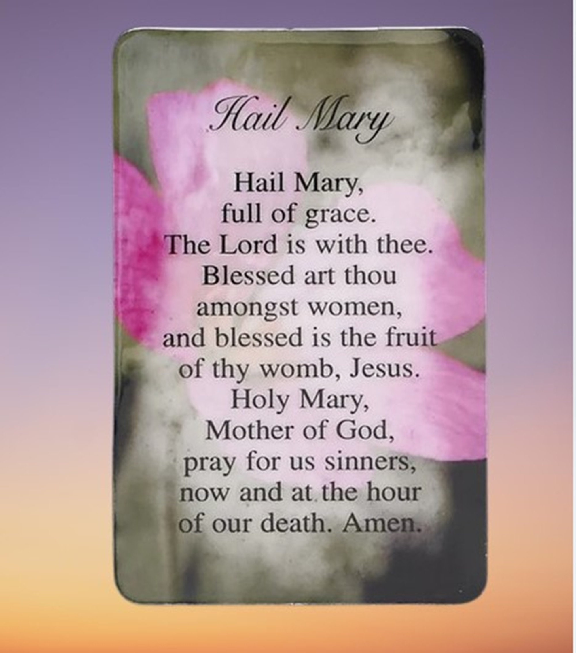 Hail Mary Prayer Laminated Plastic Prayer Card Wallet Sized - Etsy