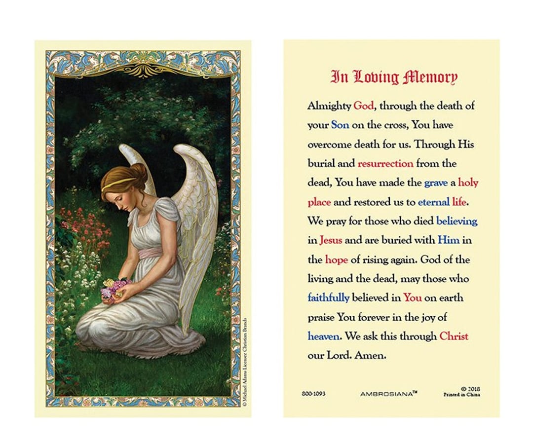 In Loving Memory Holy Card Laminated Prayer Card Religious Sympathy ...
