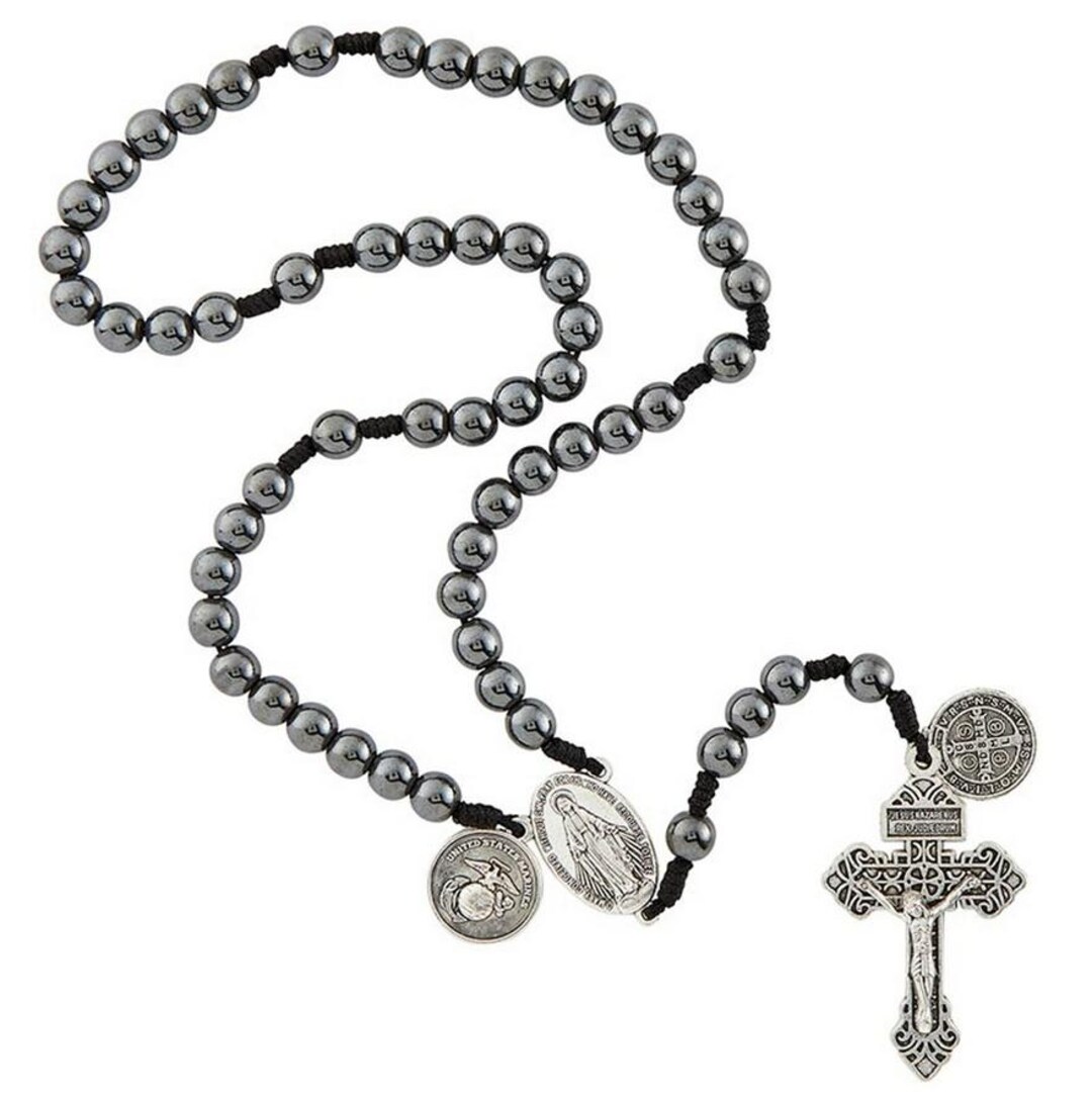 St Michael Marine Paracord Rosary Hematite Catholic Military Prayer ...