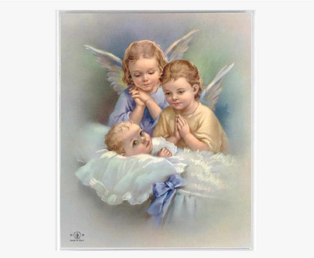 Guardian Angels Watching Over Baby 8 X 10 Ready to Frame Print Nursery ...