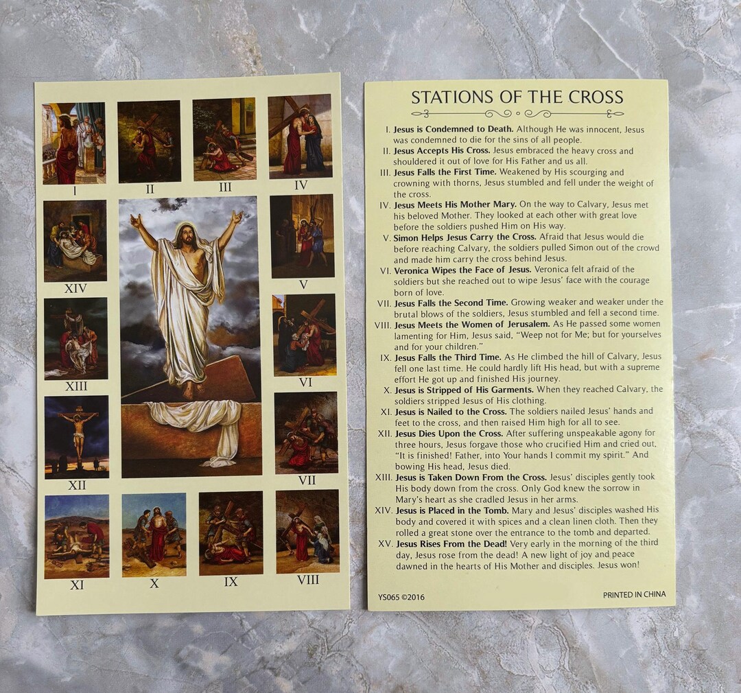 Stations of the Cross Prayer Card 4 X 7 Large Holy Card Set of 2 - Etsy