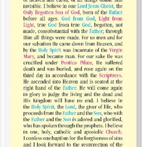 Nicene Creed Holy Card Laminated Catholic Prayer Card Creed of ...